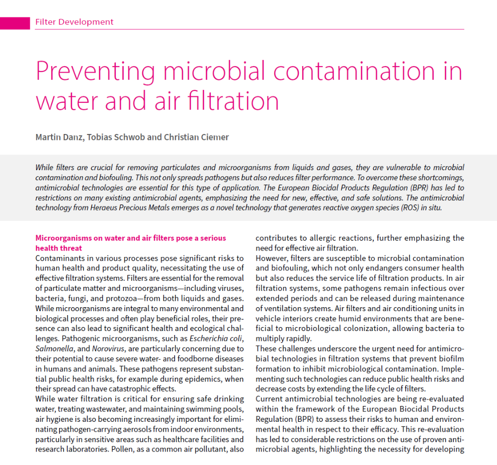 Preventing microbial contamination in water and air filtration (english ...