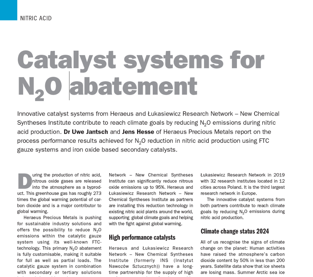 Publication: Catalyst Systems for N2O Abatement