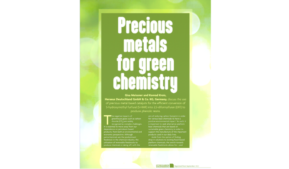 Precious Metals for Green Chemistry