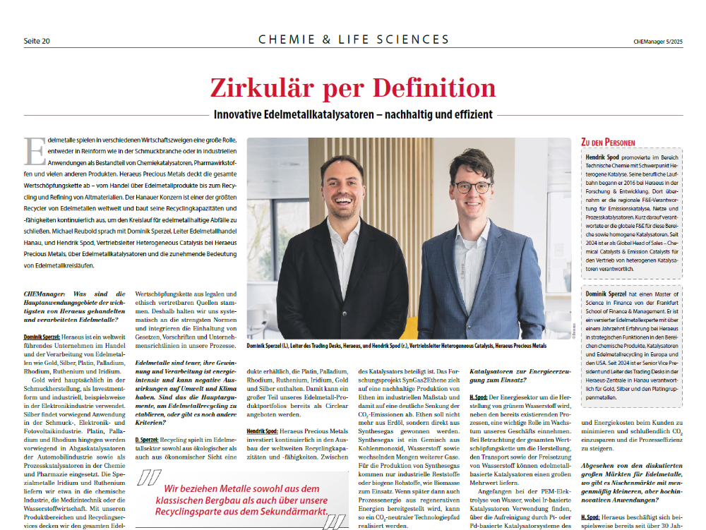 Publication: Zirkulär per Definition - CHEManager 05/2025